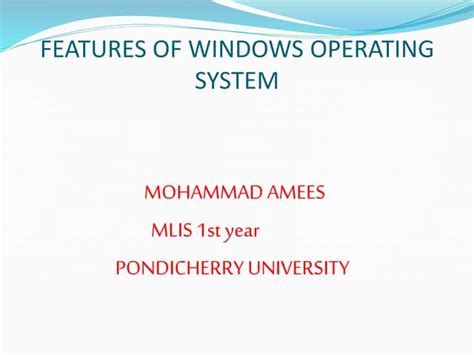 Windows Operating System Presentation Pptx