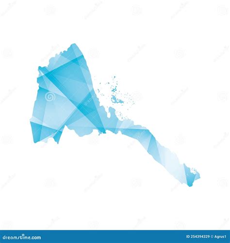 Vector Illustration Of Eritrea Map With Blue Colored Geometric Shapes