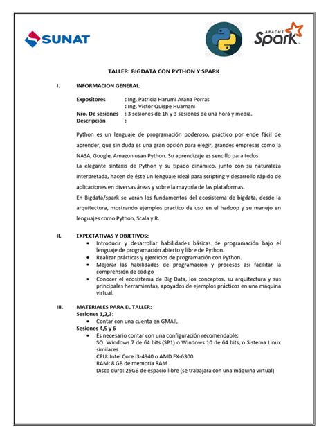 taller python spark bigdata guía pdf python lenguaje de