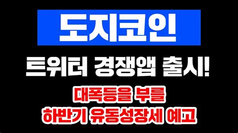 도지코인 트위터 경쟁앱 출시 대폭등을 부를 하반기 유동성장세 예고 Youtube