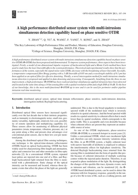 Pdf A High Performance Distributed Sensor System With Multi