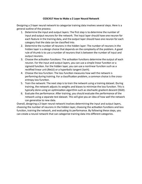 Cgsc457 How To Make A 2 Layer Neural Network Cgsc457 How To Make A 2