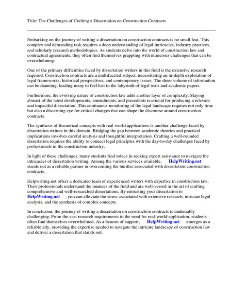 Dissertation Construction Contracts Pdf Employment Indemnity