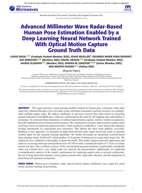 Pdf Advanced Millimeter Wave Radar Based Human Pose Estimation Enabled By A Deep Learning