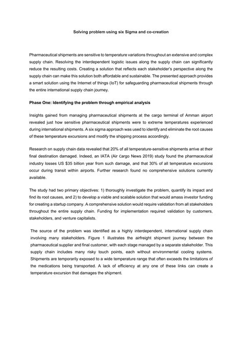Pdf Solving Problem Using Six Sigma And Co Creation