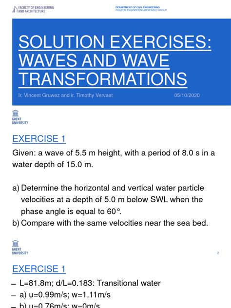 Exercise1 Waves 20202021 Solutions Pdf Waves Pressure