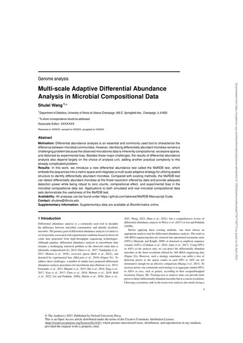 Pdf Multi Scale Adaptive Differential Abundance Analysis In Microbial Compositional Data