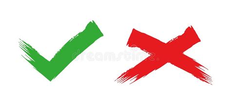 Set Of Icons With Check Marks And Red Cross For Apps And Web Flat Design Vector Illustration