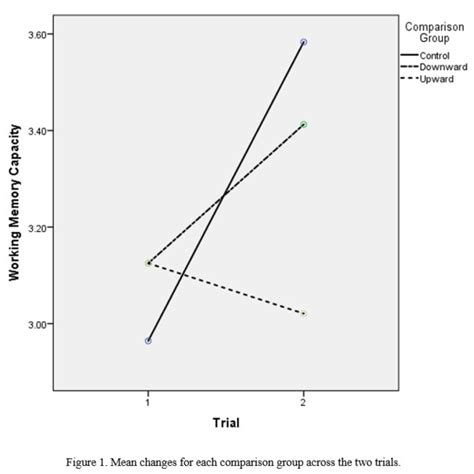 mean working memory performance before and after potential social