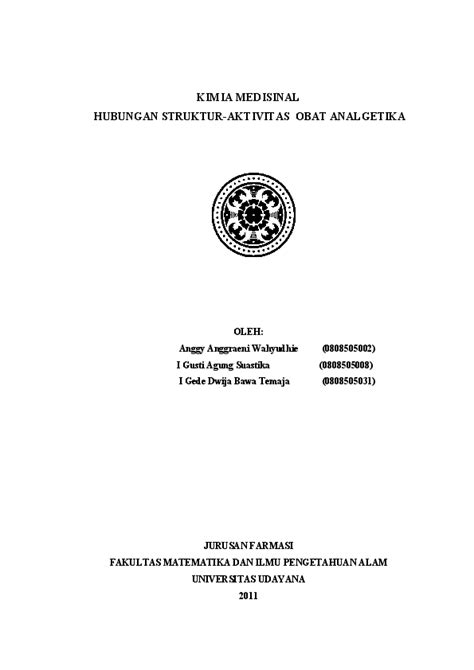Pdf Kimia Medisinal Hubungan Struktur Aktivitas Obat Analgetika
