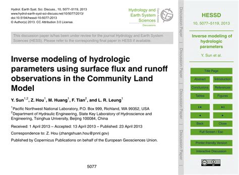 [pdf] inverse modeling of hydrologic parameters using surface flux and