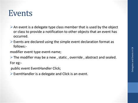 Delegates And Events In C Pptx Programming Languages Computing
