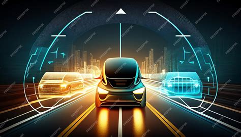 무인 모드 자동차 제어의 안전을 위한 자율 자동차 센서 시스템의 개념 미래의 적응형 크루즈 컨트롤은 주변 차량과 보행자를