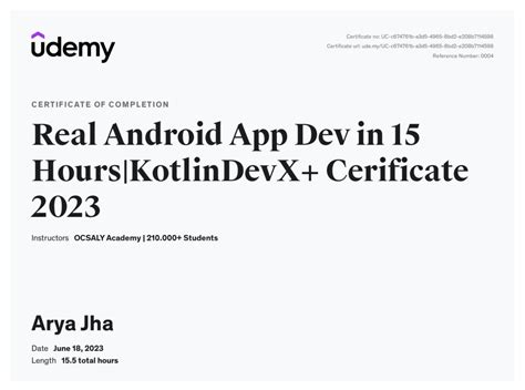 Arya Jha On Linkedin Udemy Course Completion Certificate
