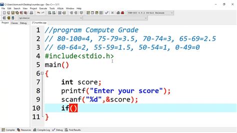 C Programming 2 ตัวอย่างโปรแกรมตัดเกรด คำสั่ง If Youtube