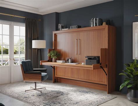 Queen Murphy Bed With Desk Dercass Space Saving Murphy Bed