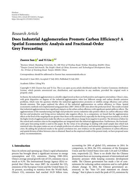 Pdf Does Industrial Agglomeration Promote Carbon Efficiency A Spatial Econometric Analysis