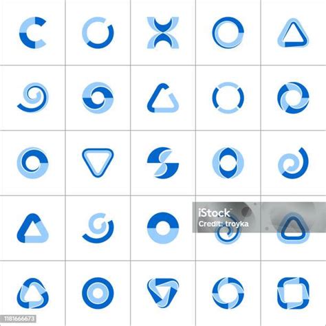 요소 집합을 디자인합니다 추상 파란색 기하학적 아이콘입니다 로고에 대한 스톡 벡터 아트 및 기타 이미지 로고 변경 기업 비즈니스 Istock