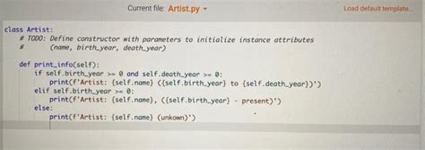Solved Define The Art Ist Class In Artistpy With A
