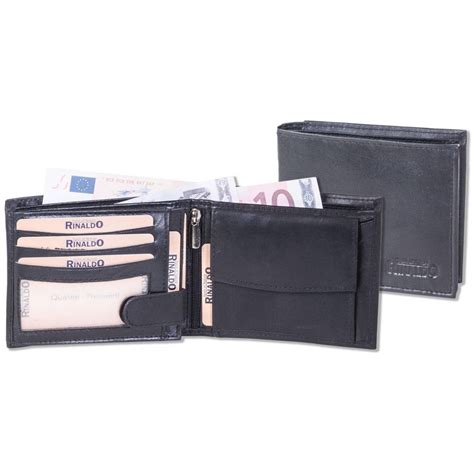 Машки кожен новчаник Rinaldo со Rfid место за картици црна боја