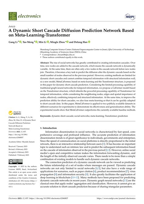 Pdf A Dynamic Short Cascade Diffusion Prediction Network Based On