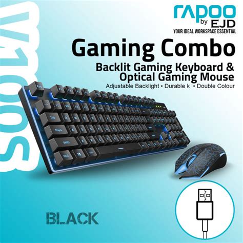 Rapoo V100s Black Gaming Combo Backlit Gaming Keyboard And Optical