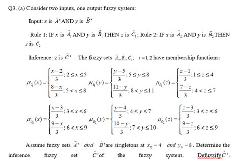 Solved Q3 A Consider Two Inputs One Output Fuzzy System Chegg Com