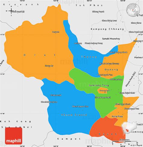 Political Simple Map Of Kampong Speu Single Color Outside Borders And Labels
