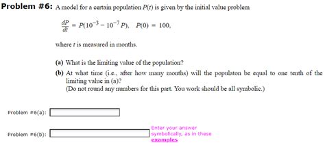 Solved Problem A Model For A Certain Population P T Is Chegg