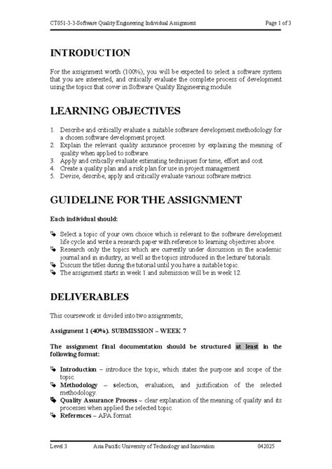 Software Quality Engineering Apd3f2411se Individual Assignment 2 Studocu