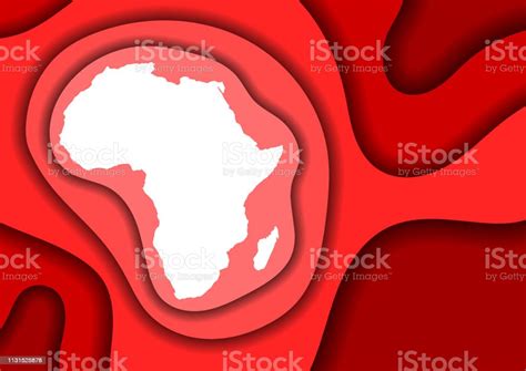 아프리카 지도 빨간 층 종이에서 3d 파도와 그림자를 잘라 추상 도식 다른 하나 배너 포스터 인사말 카드에 대 한 레이아웃입니다 벡터 일러스트입니다 3차원 형태에 대한 스톡
