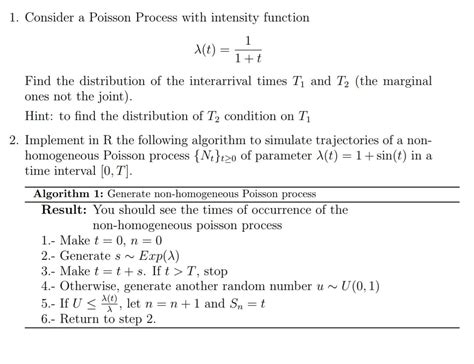 1 Consider A Poisson Process With Intensity Function