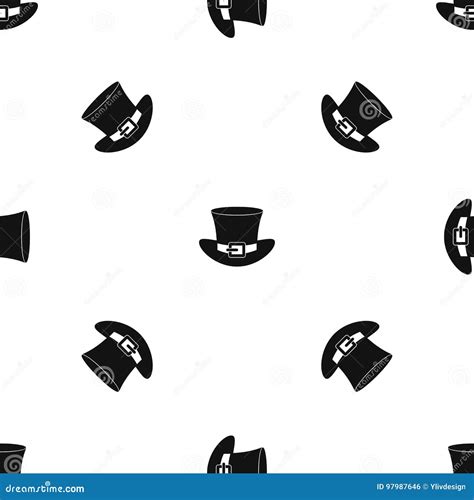 Top Hat With Buckle Pattern Seamless Black Stock Vector Illustration Of Festive Culture 97987646