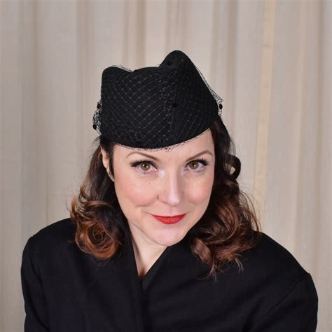 Nwt 1980s Black Wool Goth Hat Cats Like Us