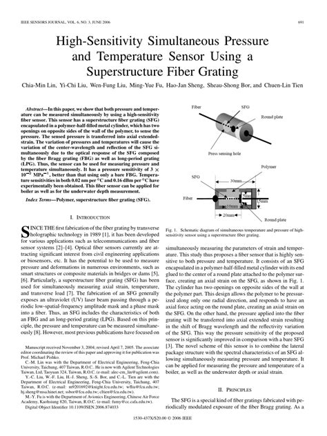 Pdf High Sensitivity Simultaneous Pressure And Temperature Sensor Using A Superstructure Fiber