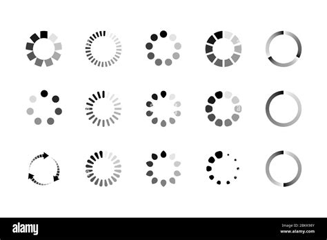 Set Of Website Loading Icon Circle Buffer Loader Or Preloader Vector