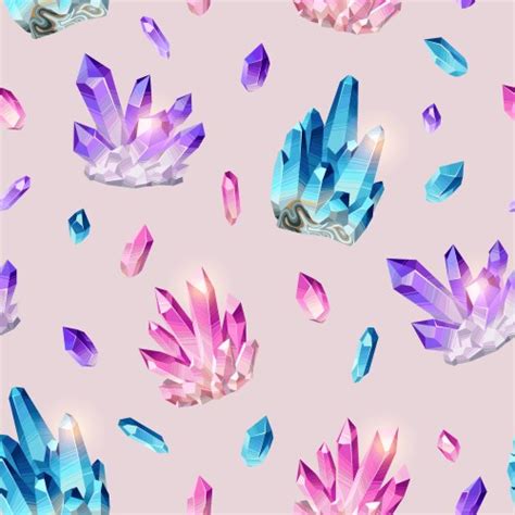 Seamless Pattern With Colorful Crystal Gems Vector Image