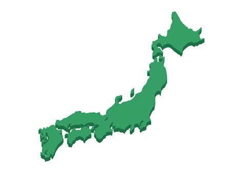 日本地図無料フリーイラスト｜日本語・県庁所在地あり・都道府県線なし緑