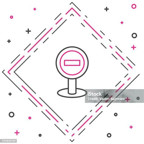 흰색 배경에서 격리된 줄 정지 기호 아이콘입니다 교통 규제 경고 중지 기호 다채로운 개요 개념 벡터 일러스트레이션 고속도로에 대한 스톡 벡터 아트 및 기타 이미지 Istock