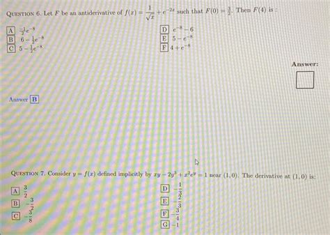 Solved Question 6 Let F Be An Antiderivative Of