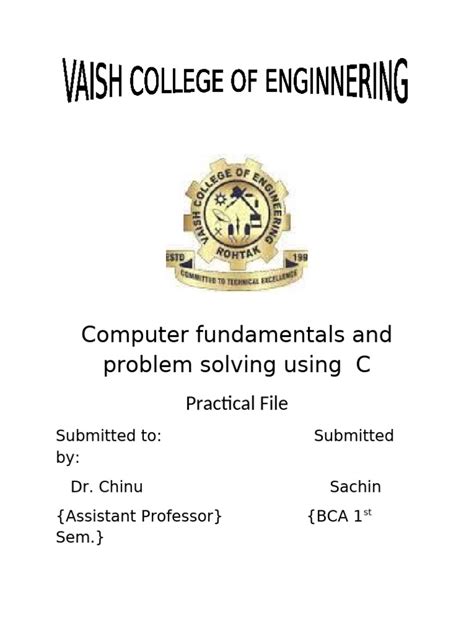 Computer Fundamentals And Problem Solving Using C Nitin Pahal Pdf