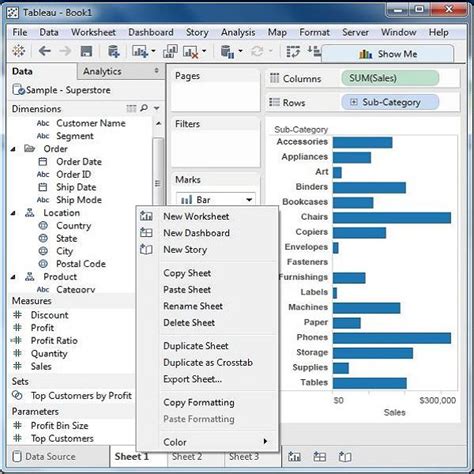Tableau Worksheets Create Duplicaate Rename H2k Infosys Blog