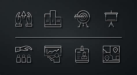 세트 라인 성장 차트 및 진행 상황 직원과 보스 찰크 보드 식별 배지 교육 프리젠 테이션 우승자 연단 접힌지도 위치 및 대상