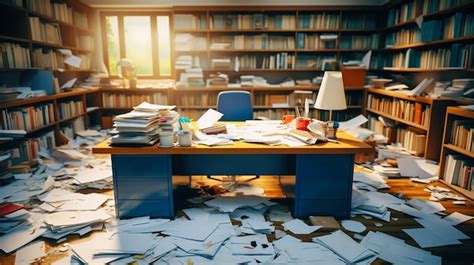 premium ai image workstation disorder a messy office and table
