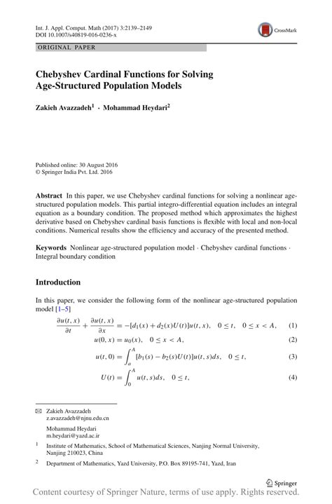 Chebyshev Cardinal Functions For Solving Age Structured Population