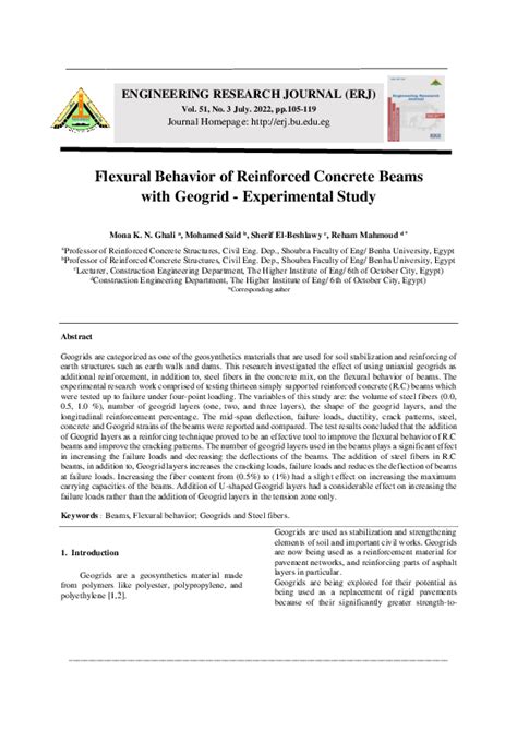 Pdf Flexural Strength Of Concrete Beams With Geogrids