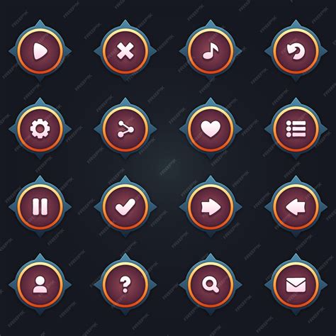 premium vector game ui set of brown buttons in cartoon style gui to