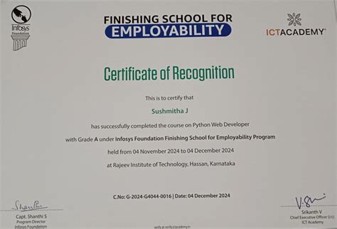 Python Webdevelopment Ictacademy Infosysfoundation Sushmitha J