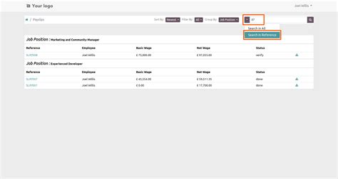 employee payslip portal enterprise edition odoo