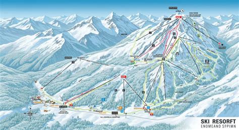 Map Of A Fictional Ski Resort With Detailed Trails And Ski Lifts On A